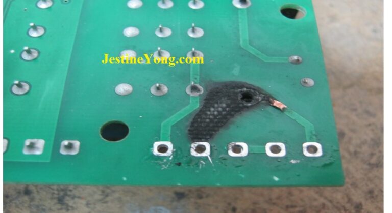 Gate Controller Board With A Nasty Burn Repaired Using Soldering Mask ...